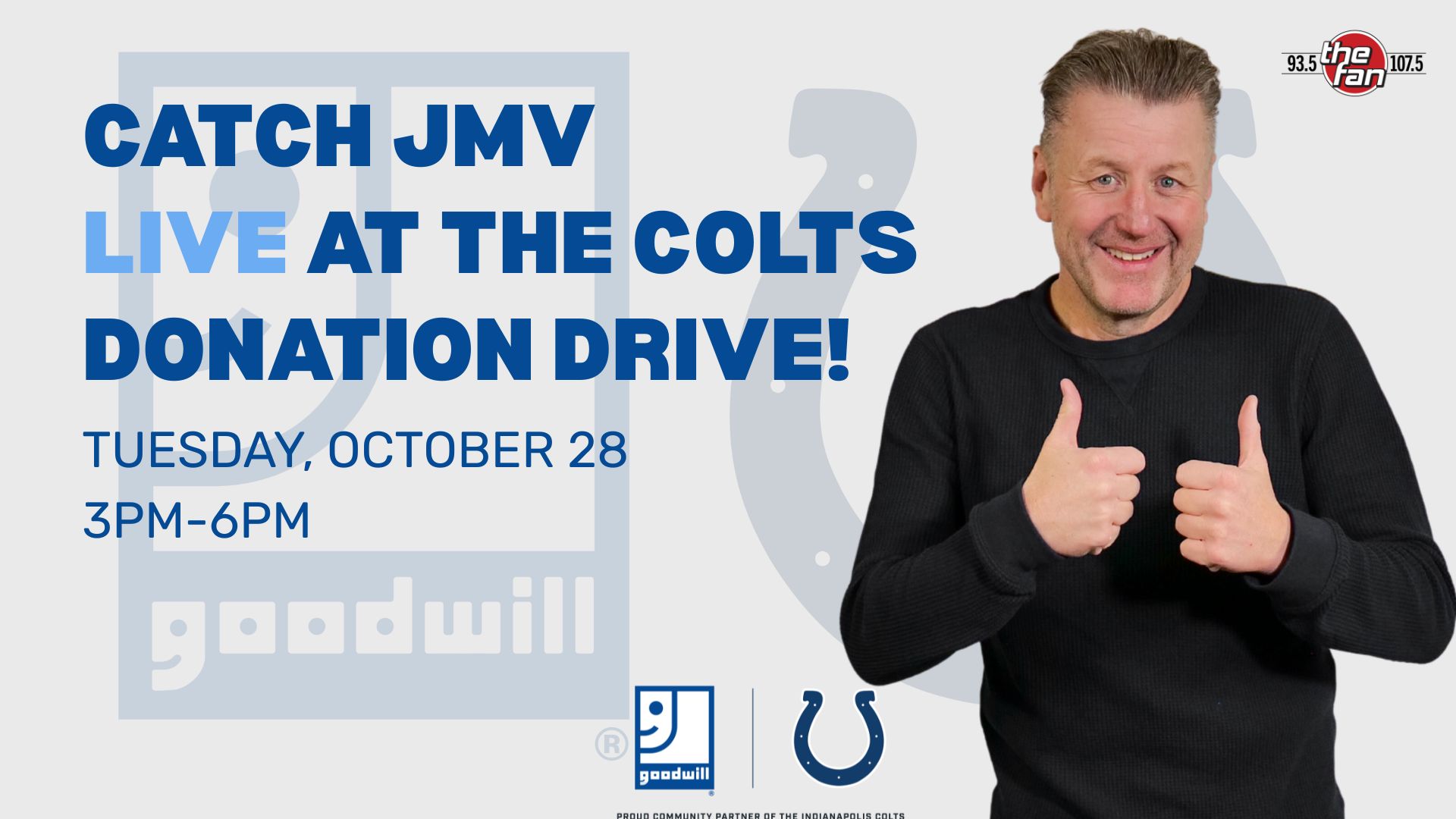 Catch JMV Live from the GCSI Colts Donation Drive in Carmel! - 93.5 ...